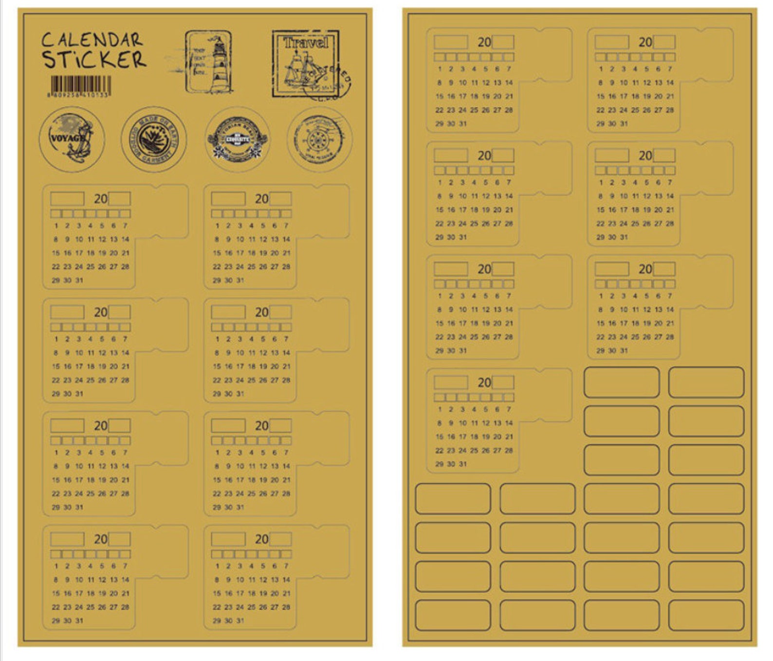 Generic Calendar Sticker Page Tab Divider Sticker Scrapbook | Etsy