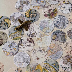 45 Pcs Vintage World Map Sticker Antique Map Stamp Sticker - Etsy