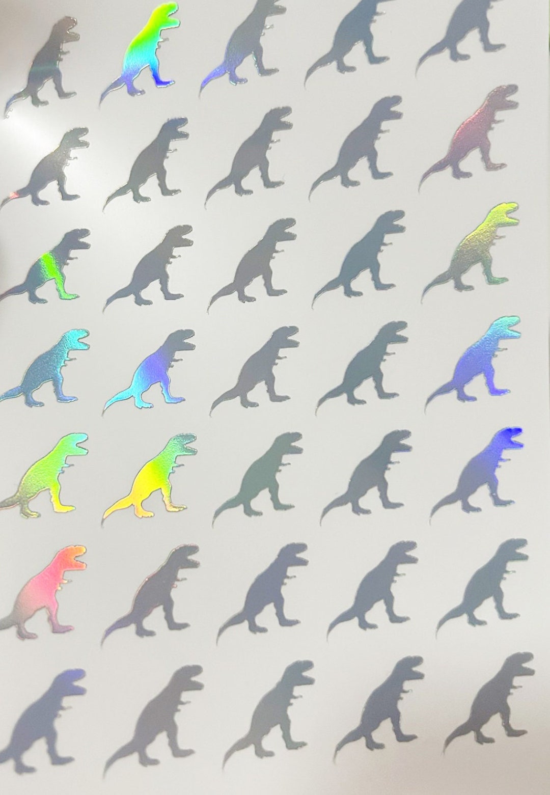 Mini Dinosaur Holographic Sticker, Tiny Stickers, Shiny, Iridescent ...