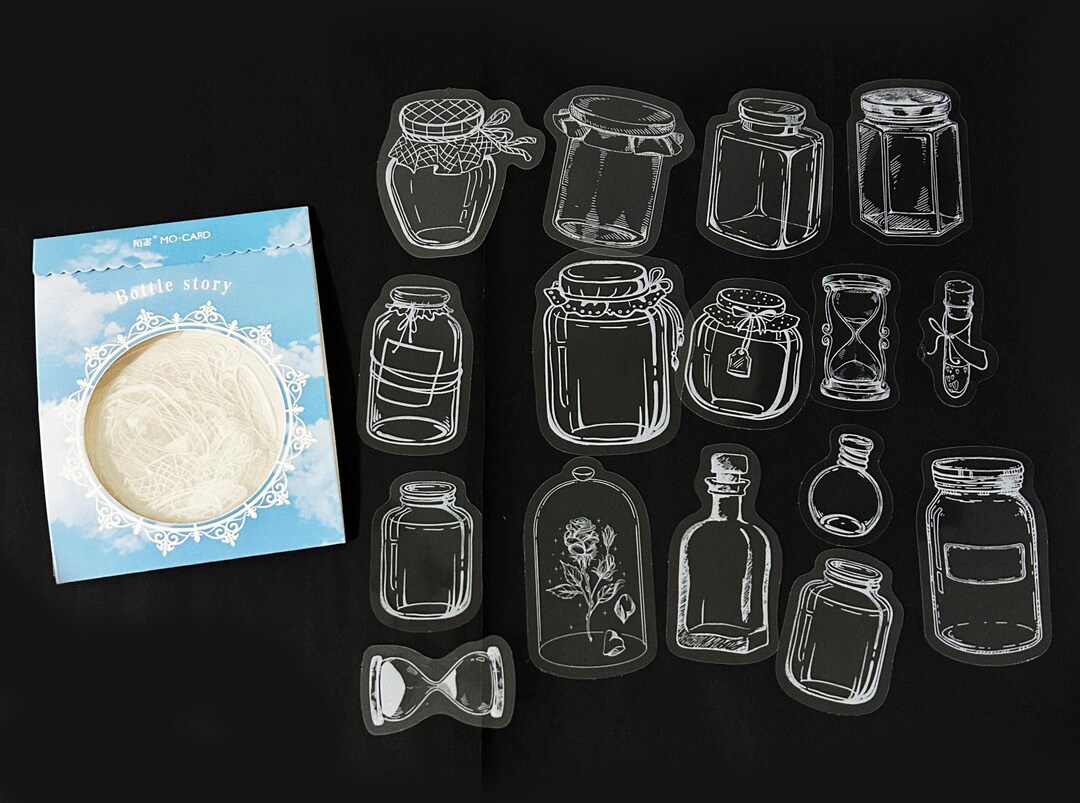 30 Pcs Bottle Clear Sticker, Jar, Scrapbook, Journal, Junk Journal Kit ...
