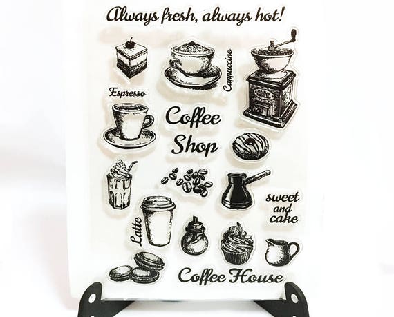 Coffee Shop Stamp Coffee Beans Clear Transparent Stamp - Etsy