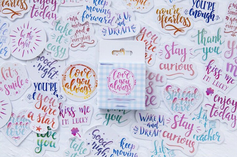45 Pcs Positive Quotes Sticker Pack Greetings Sticker | Etsy