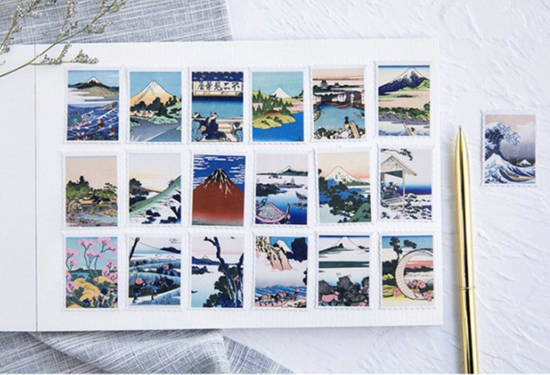 45 Pcs Japanese Stamp Sticker Pack Cherry Blossom Waves - Etsy