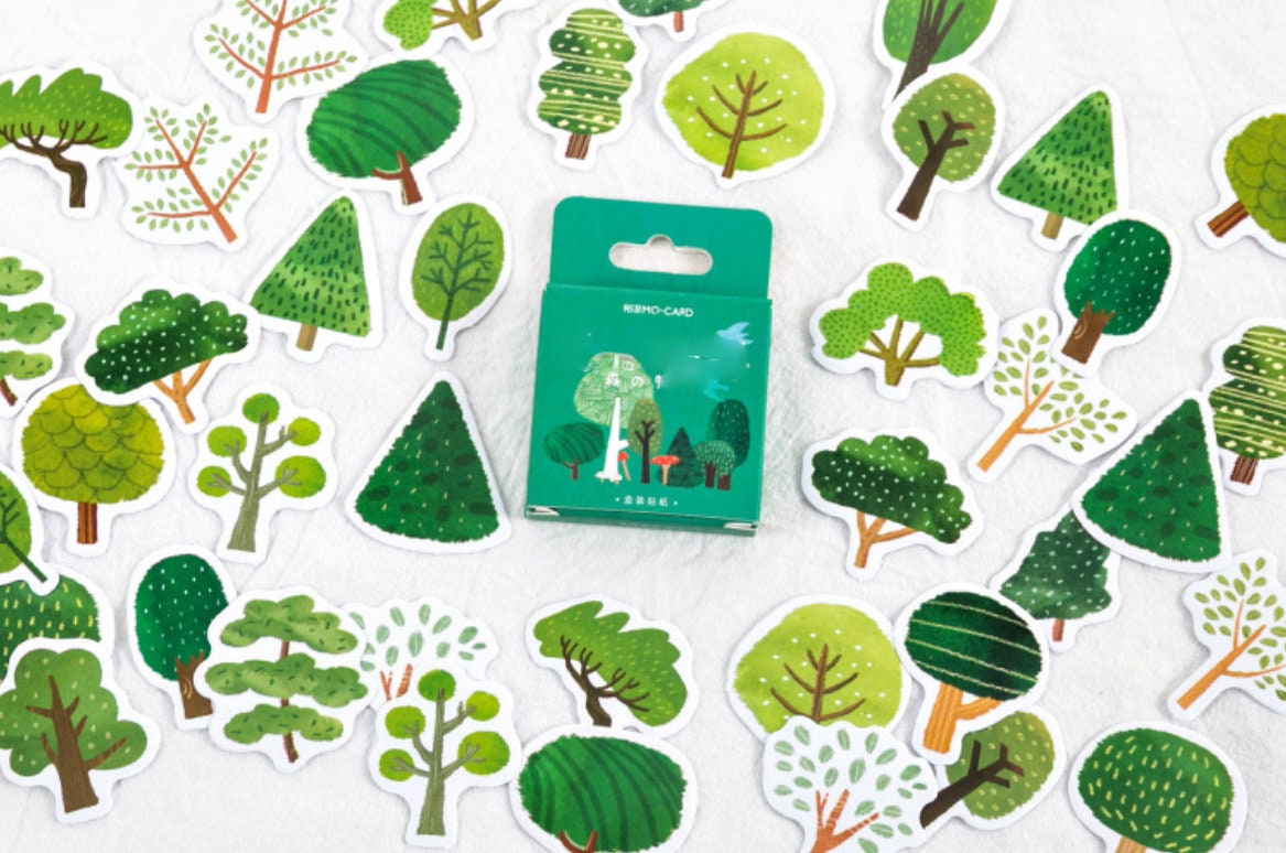 45 Pcs Tree Sticker Plants Sticker Pack Evergreen - Etsy