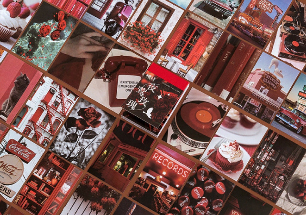 50 Pcs Red Aesthetic Sticker Sticker Pad Booklet Travel | Etsy