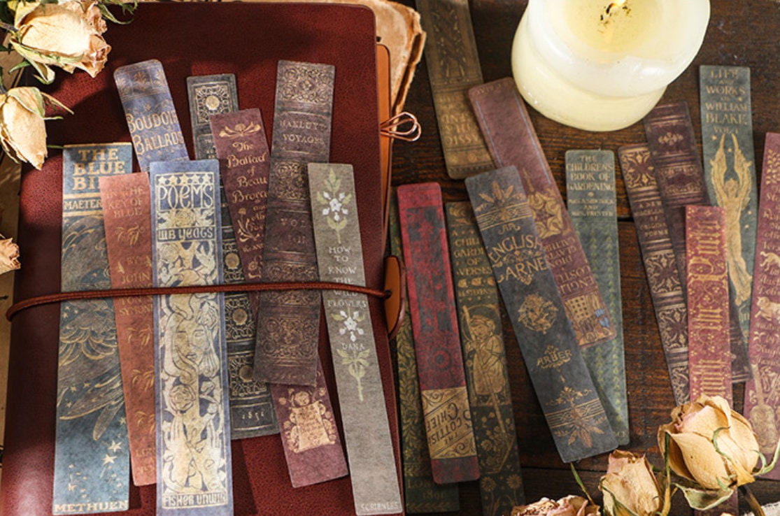 40 Pcs Book Spine Washi Sticker Junk Journal Kit Bullet - Etsy