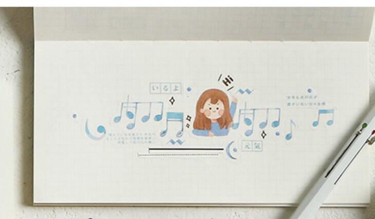 40 Pcs Musical Notes Washi Sticker Blue Watercolor Sticker - Etsy