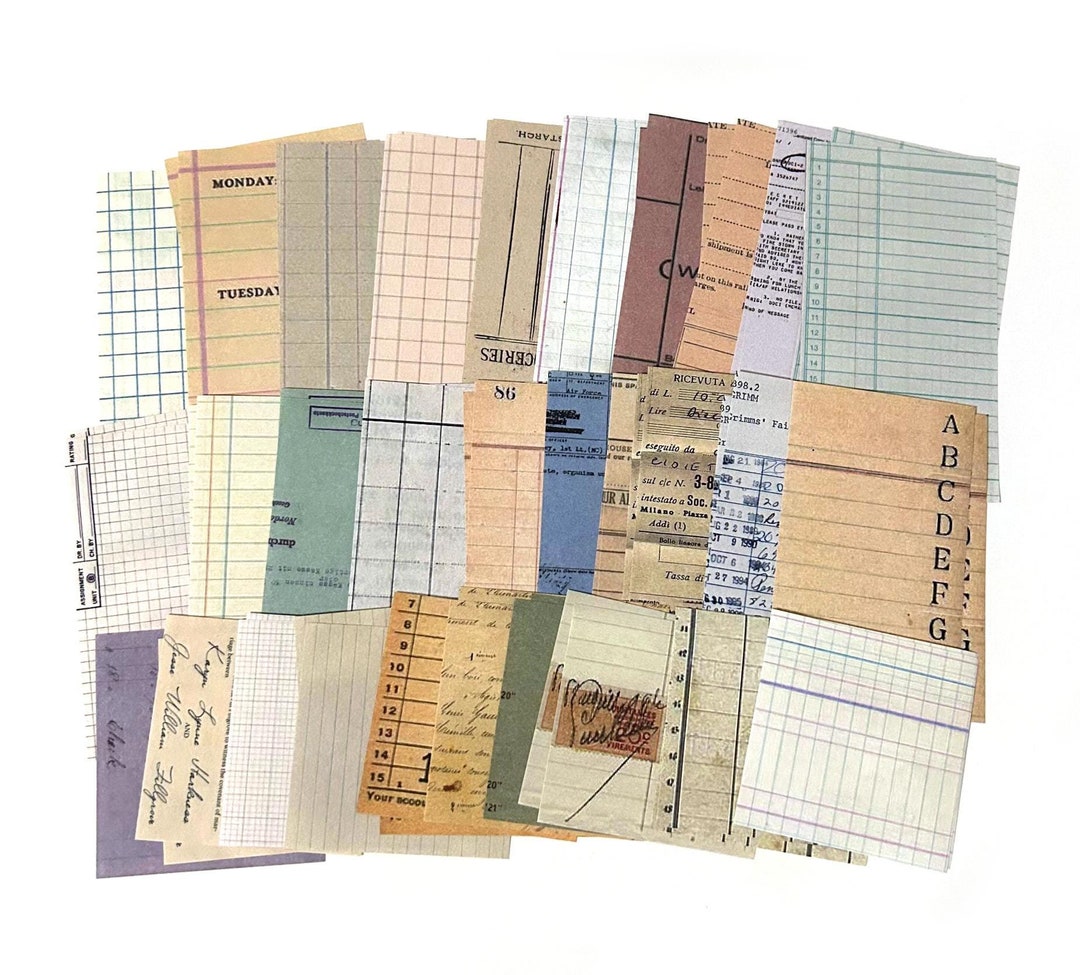 60 Pcs Grid Paper Pack, Junk Journal Kit, Journal Ephemera, Journal ...