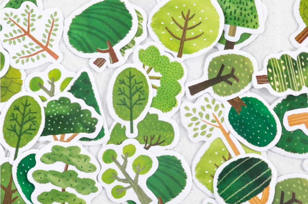 45 Pcs Tree Sticker Plants Sticker Pack Evergreen - Etsy