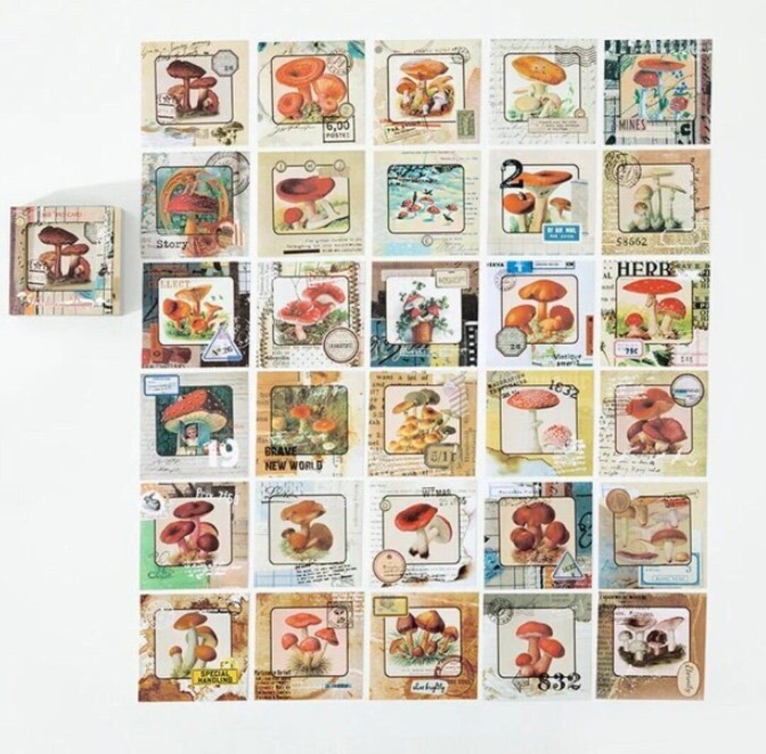 60 Pcs Mushroom Sticker, Scrapbook, Junk Journal Kit, Journal Ephemera ...