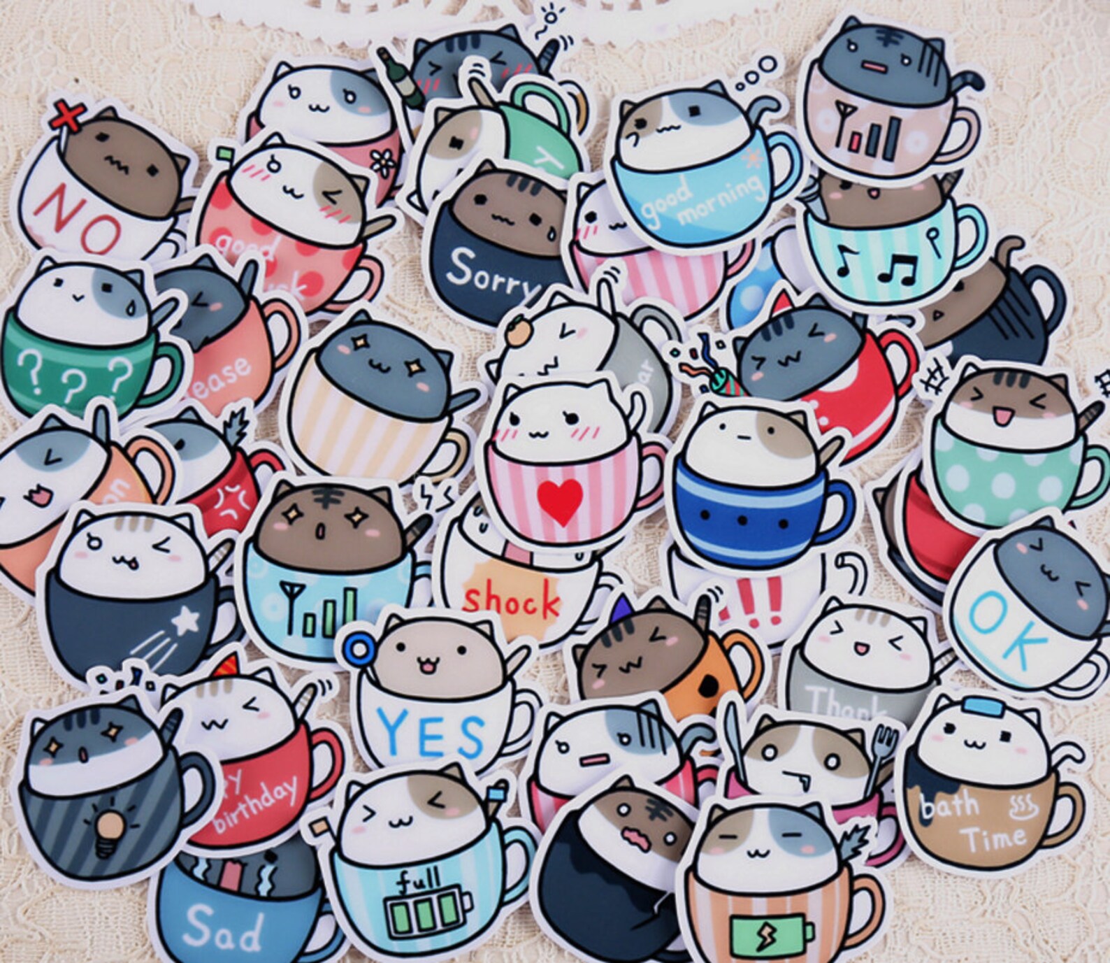 20 Pcs Coffee Cat Sticker Pack Cat in Coffee Cup Sticker - Etsy
