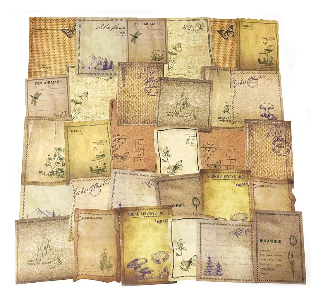 30 Pcs Burnt Papers Junk Journal Kit, Journal Ephemera, Journal ...