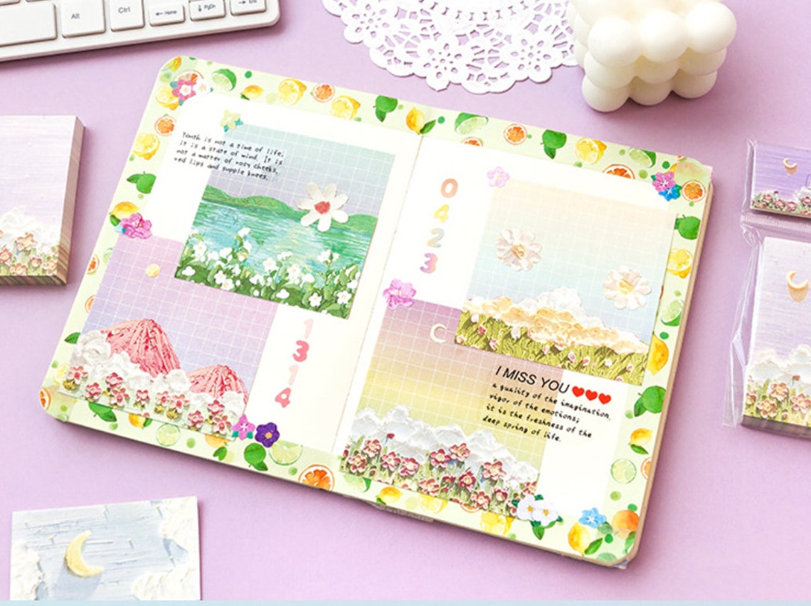 100 Pcs Aesthetic Memo Pad Note Pad Oil Painting Paper - Etsy