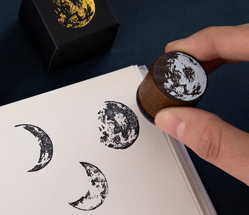 Mini Crescent Moon Stamp, Wooden Stamp, Rubber Stamp, Wood Stamp ...