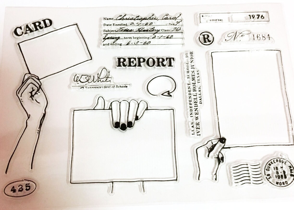 Hand Holding Card Stamp Report Card Clear Transparent Stamp - Etsy