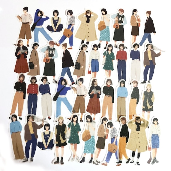 40 Pcs Girls Washi Sticker Girl Sticker Pack Mori Girl - Etsy