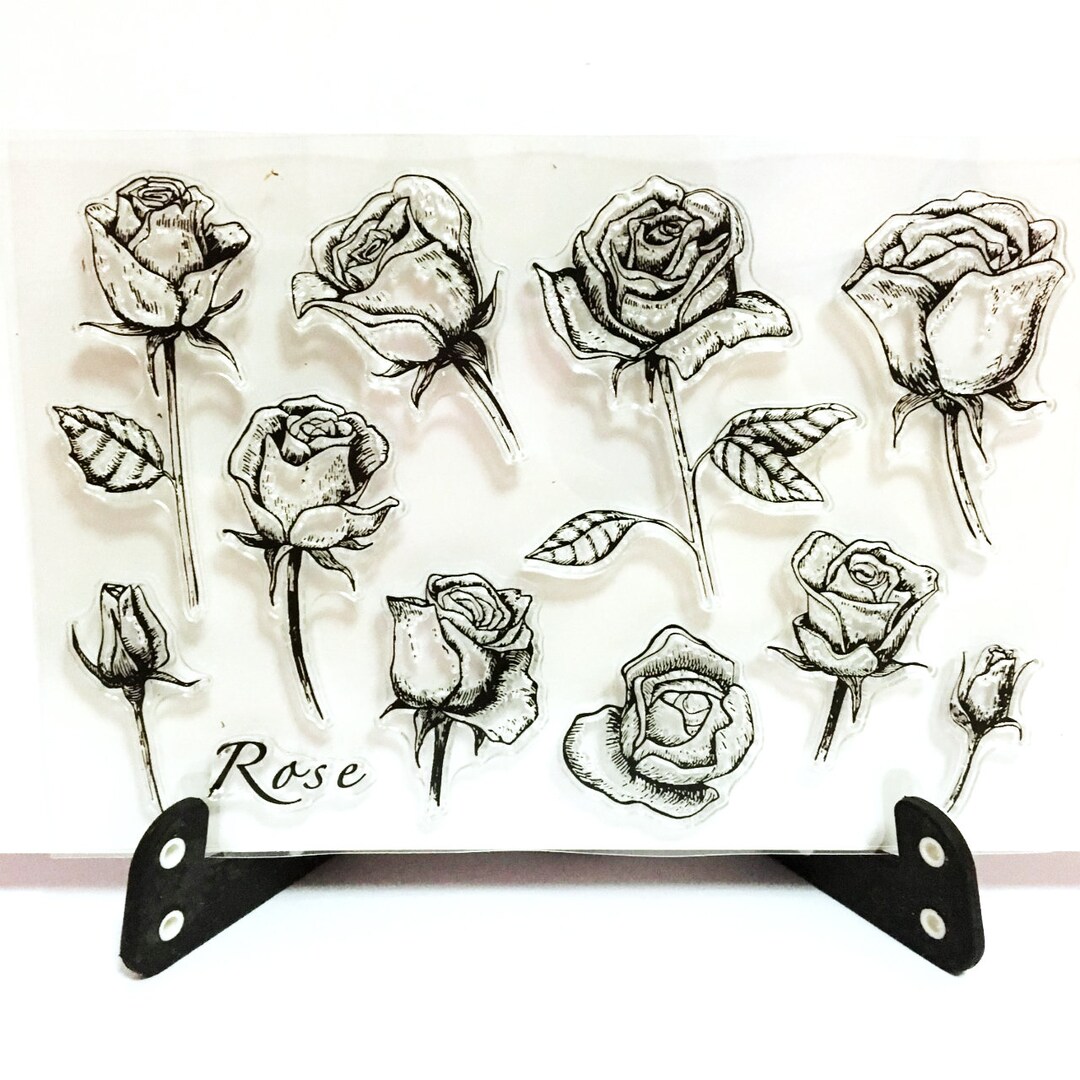 Rose Stamp, Flowers Clear Transparent Stamp, Rubber Stamp, Planner ...