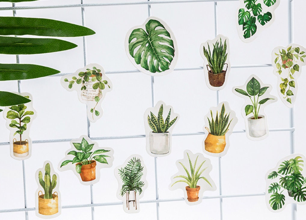 45 Pcs Potted Plants Sticker Tropical Leaves Sticker Flakes - Etsy