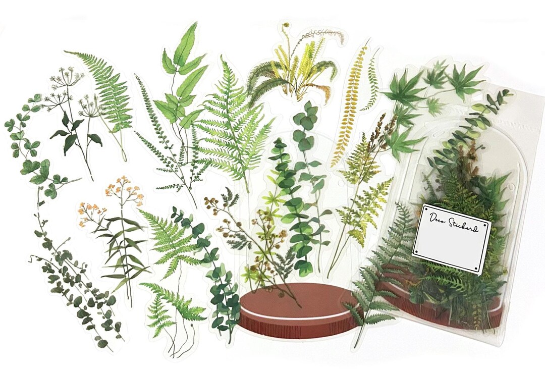 20 Pcs Leaves Large Clear Sticker, Leaf PVC, Junk Journal Kit, Ephemera ...