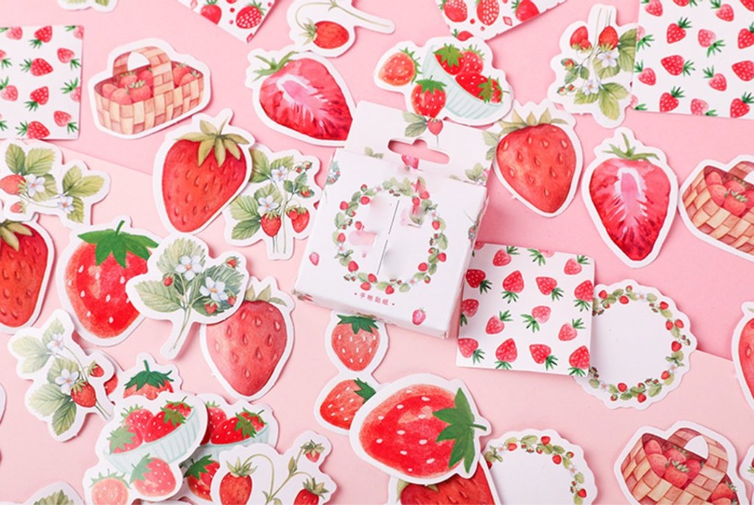 45 Pcs Strawberry Watercolor Sticker, Fruit Sticker Flakes, Stickers ...