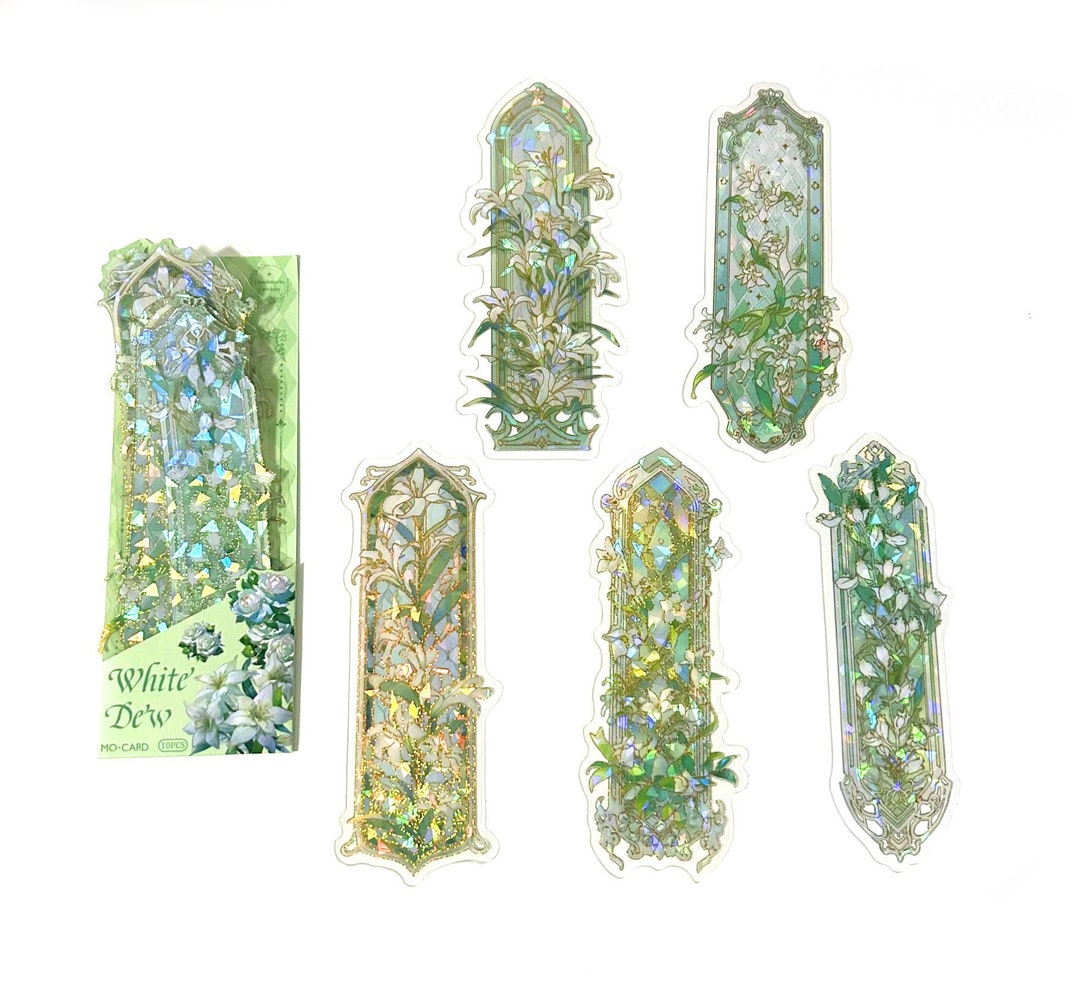 10 Pcs Holographic Sticker and DIY Bookmark, Shiny, Iridescent Stickers ...