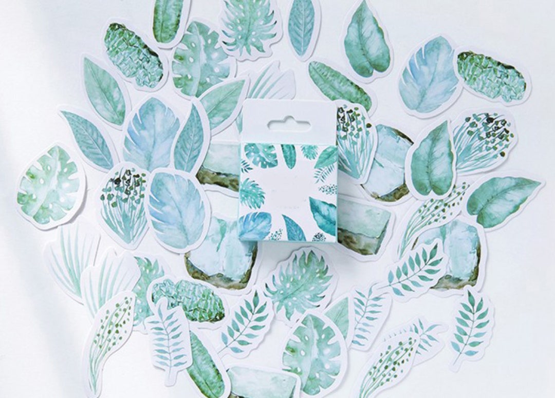 45 Pcs Tropical Leaf Sticker Pack, Leaves Watercolor Sticker, Nature ...