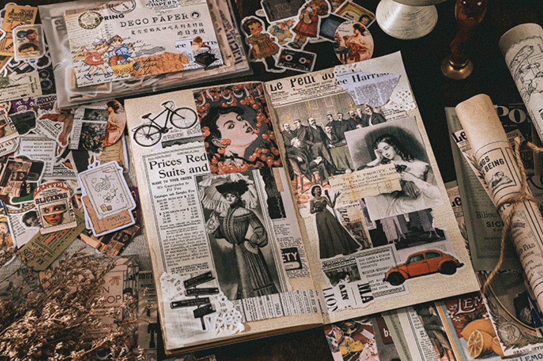 200 Pcs Retro Deco Items Junk Journal Kit Vintage Sticker - Etsy