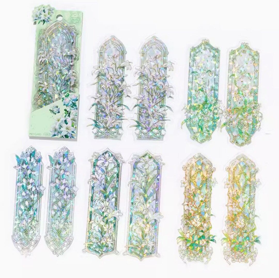 10 Pcs Holographic Sticker and DIY Bookmark, Shiny, Iridescent Stickers ...