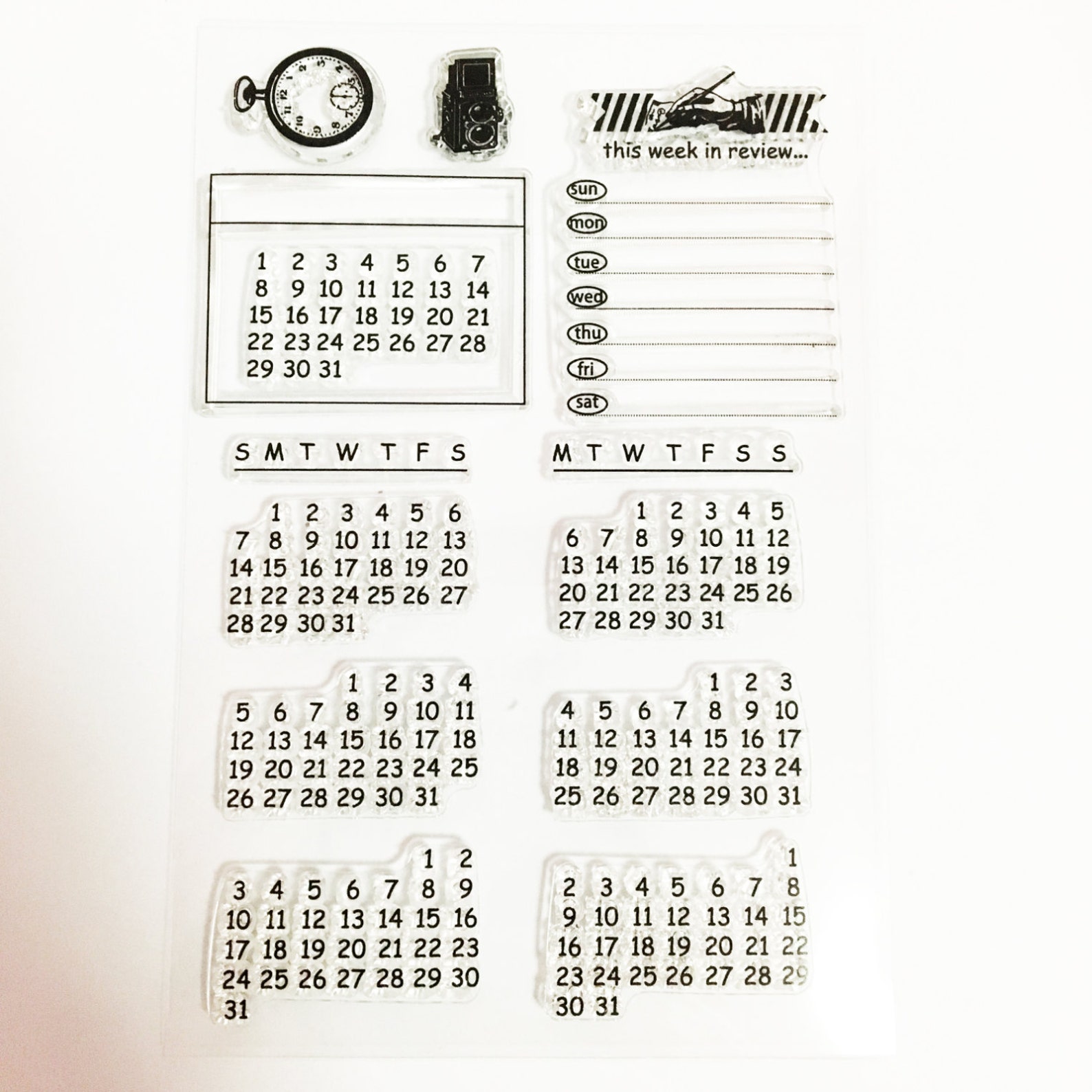 Calendar Stamp Clear Transparent Stamp Rubber Stamp Planner - Etsy