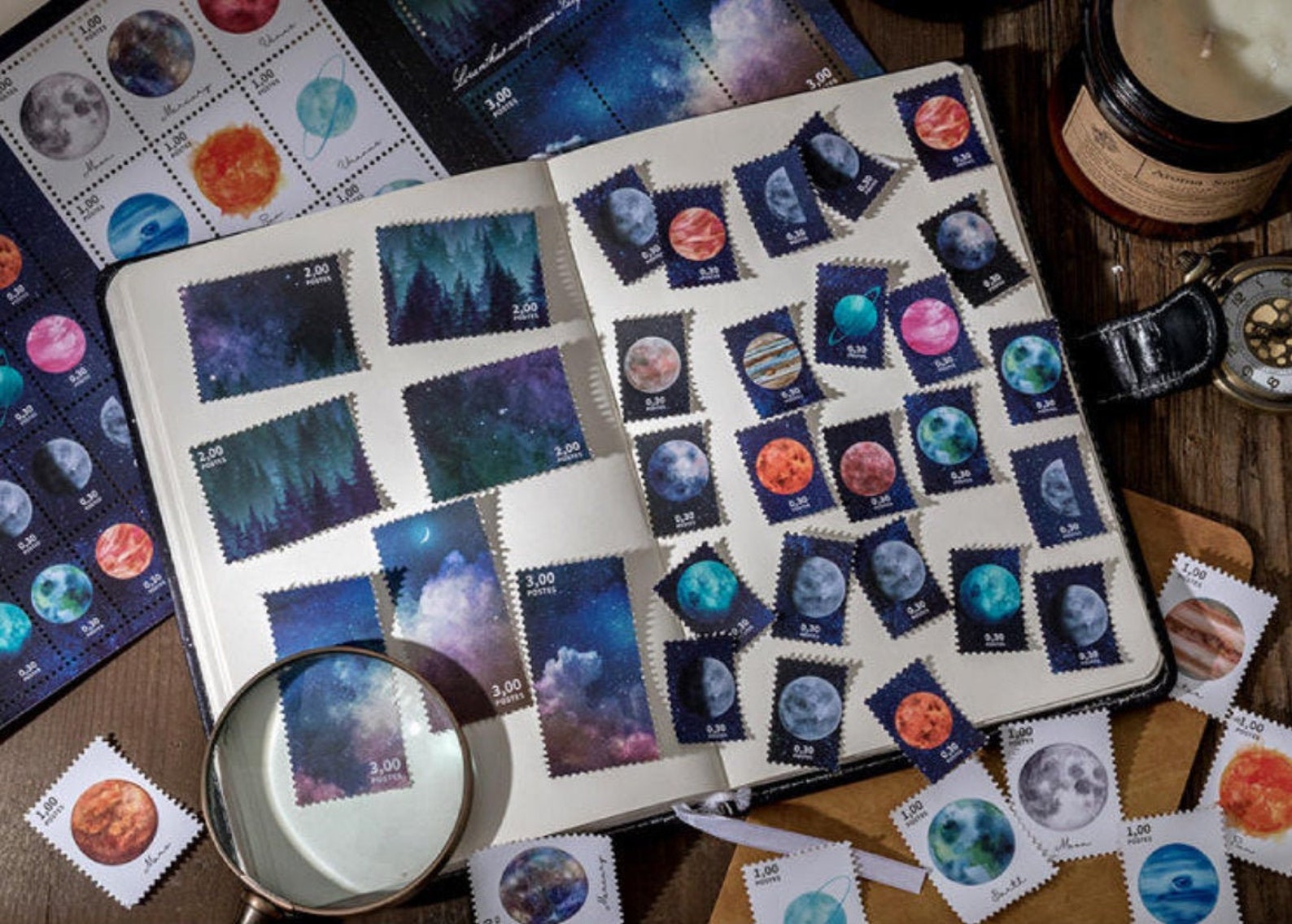 40 Pcs Galaxy Stamps Sticker Non Postal Value Celestial | Etsy