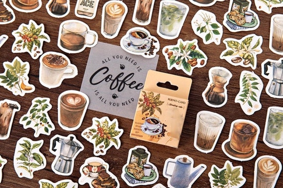 45 Pcs Coffee Sticker Pack Coffee Bean Sticker Retro Vintage - Etsy