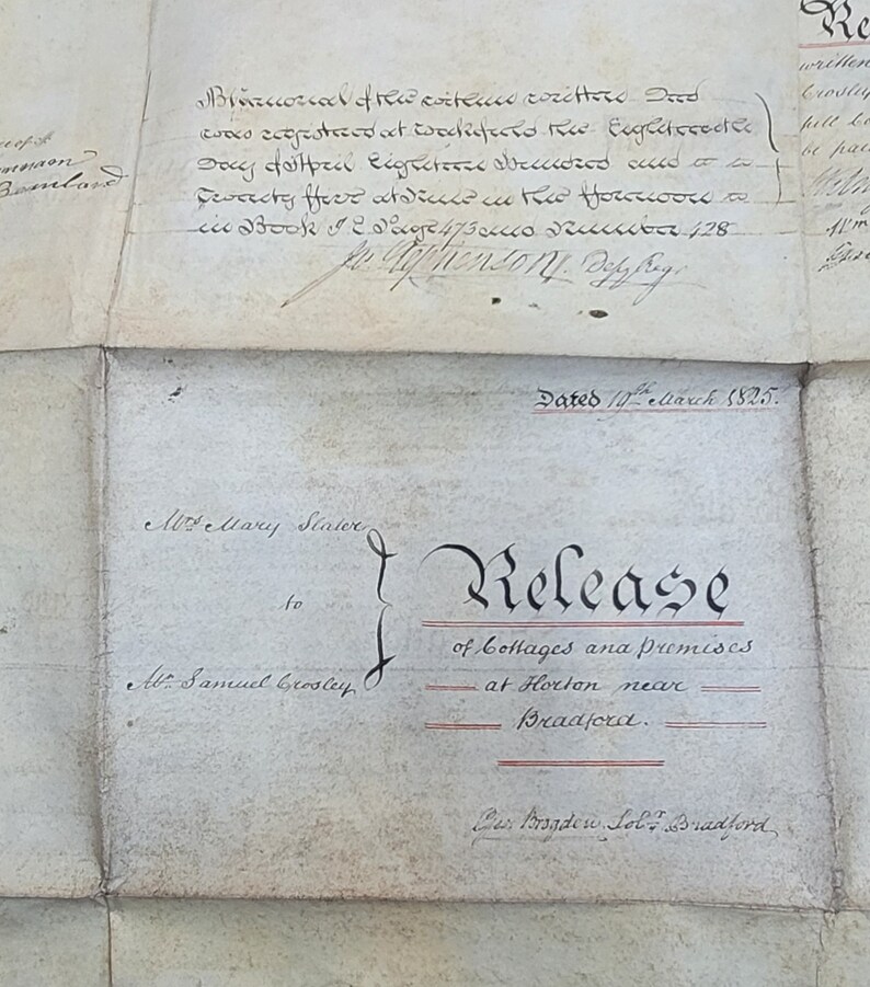 Rare English Indenture Land Deed Dated March, 1825, From Mrs Mary ...