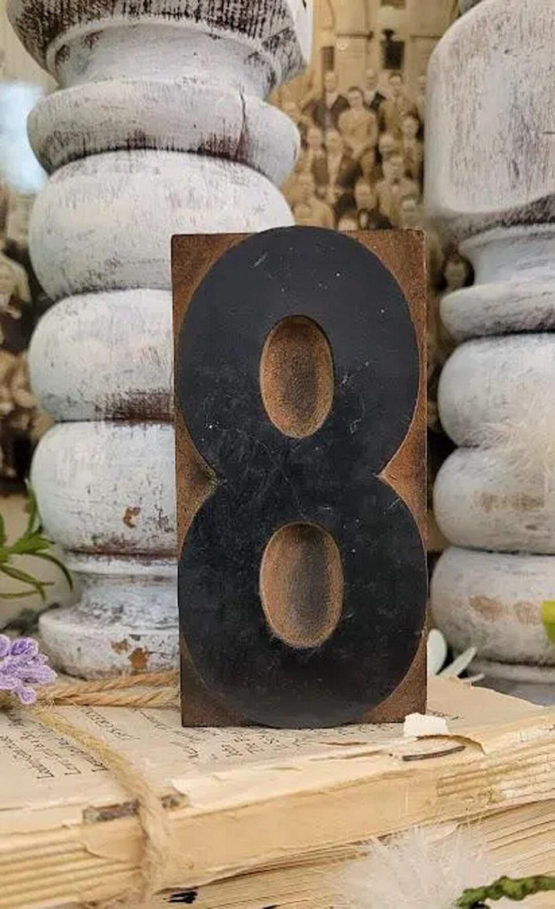 Number8 Printer's Block-office Decor-country Cottage-mantle Display-gag ...