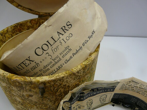 Antique Victorian Collar Box With A Package of Van He… - Gem