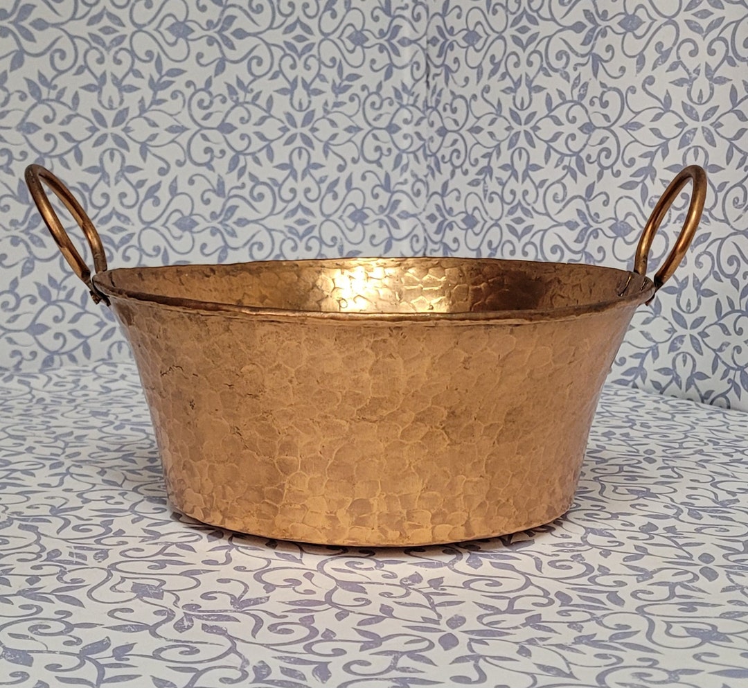 Vintage Hand-hammered, Handmade, Copper Pot With Handles, 8 1/4" X 3 1/ ...