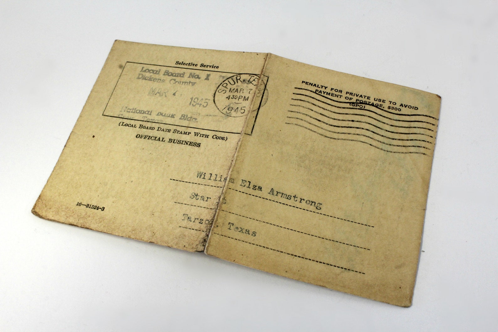 World War 2 Selective Service Notice of Classification 4A for William ...