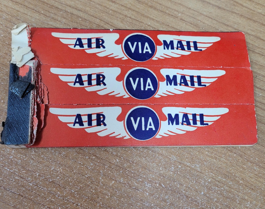 Vintage Air via Mail Stickers From the 1940s-50s Era Red, White, and ...