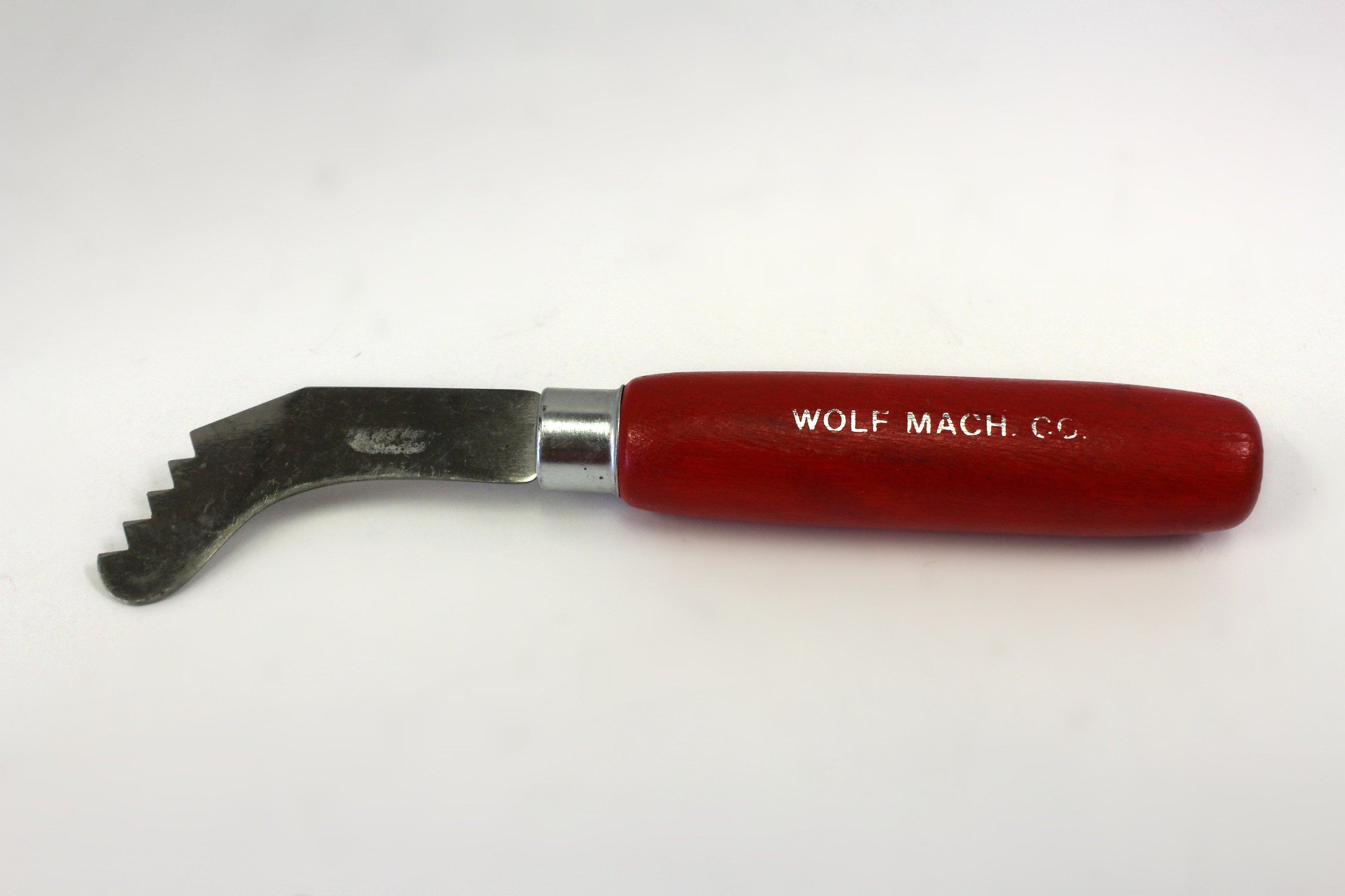 Vintage Red Handled Wolf Machine Co. Handheld Tool, Serrated Edge, Made ...