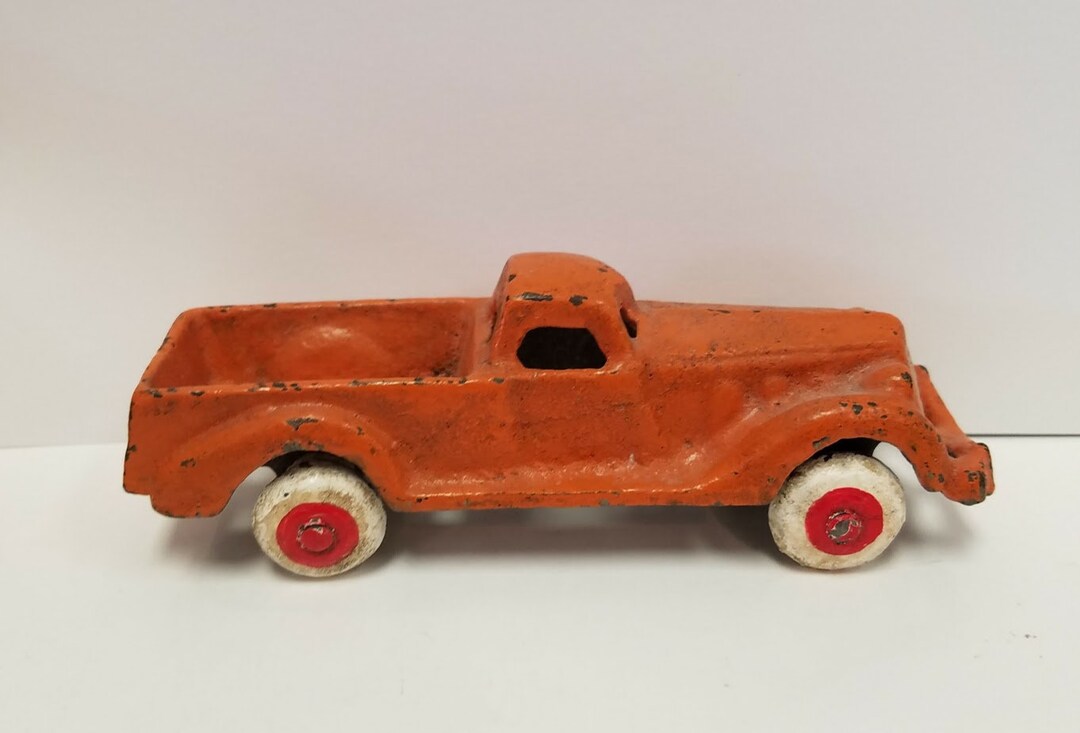 1930s HUBLEY Orange Cast Iron Pick-up Truck Collectible Toy Pick-up 5 ...