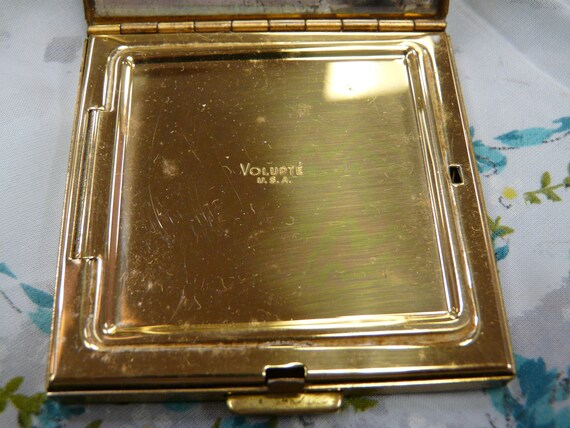 Gold Toned Volupte Compact with Box, 1950's Era Compa… - Gem