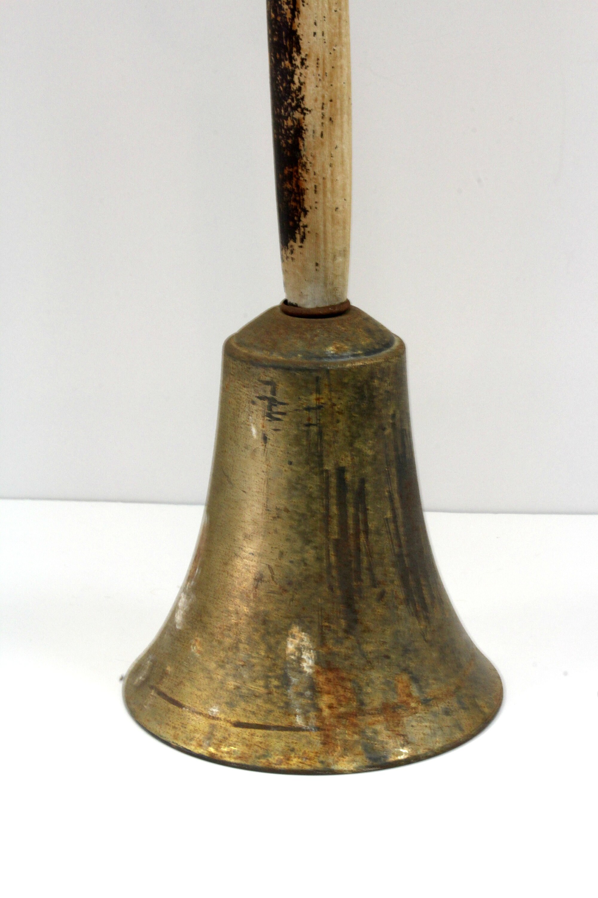 Antique Brass School/dinner Bell With Wooden Handle and Ring for ...