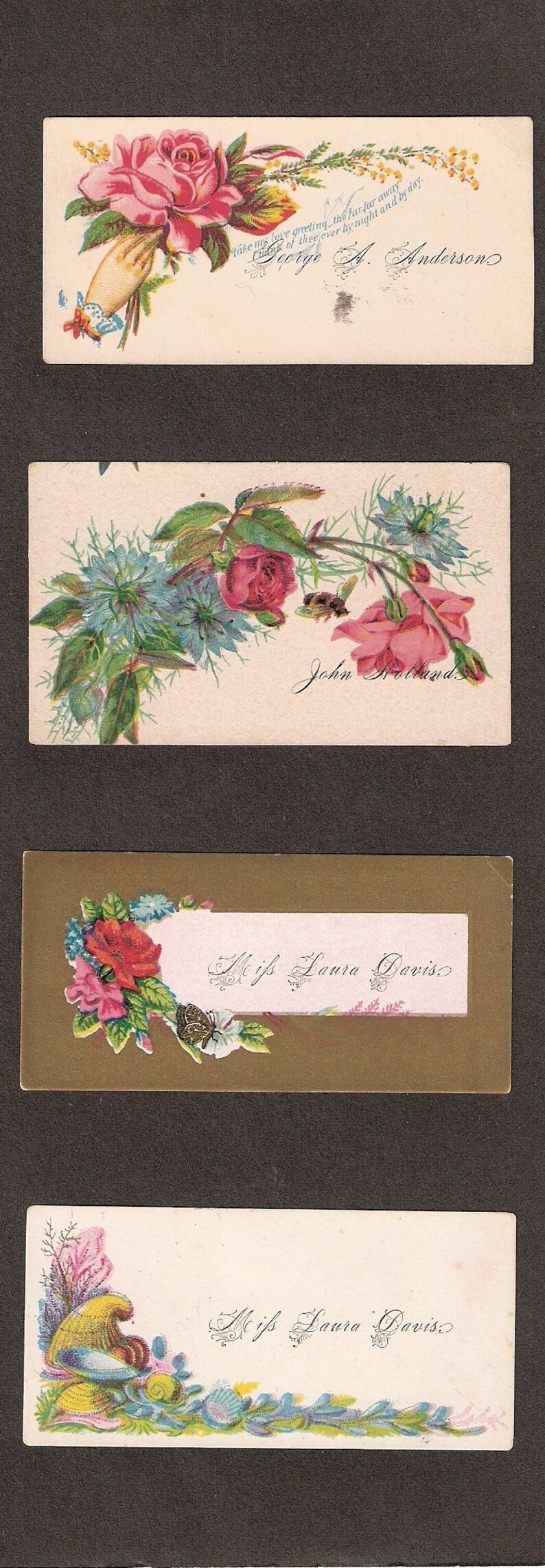Estate Find of Eight Victorian Calling Cards, Sheet of Beautiful ...