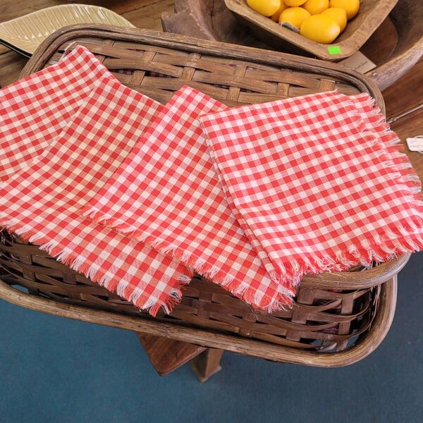 Red Gingham Napkins - Etsy