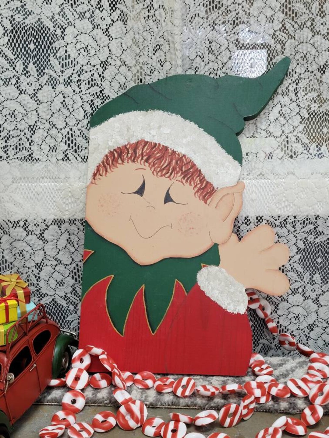 Large Wooden Elf on a Shelf or in a Window - Etsy
