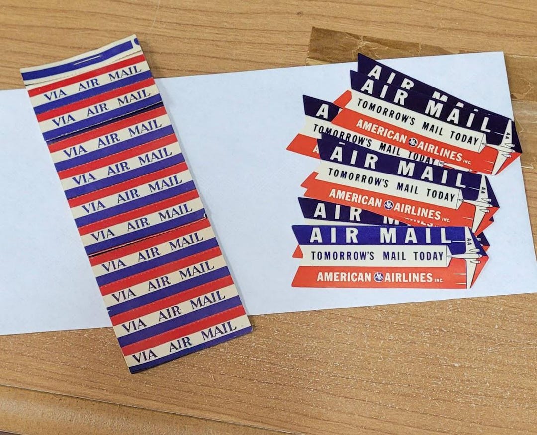 Vintage Air Mail Stickers American Airlines Airplane Circa 1930s (7 ...