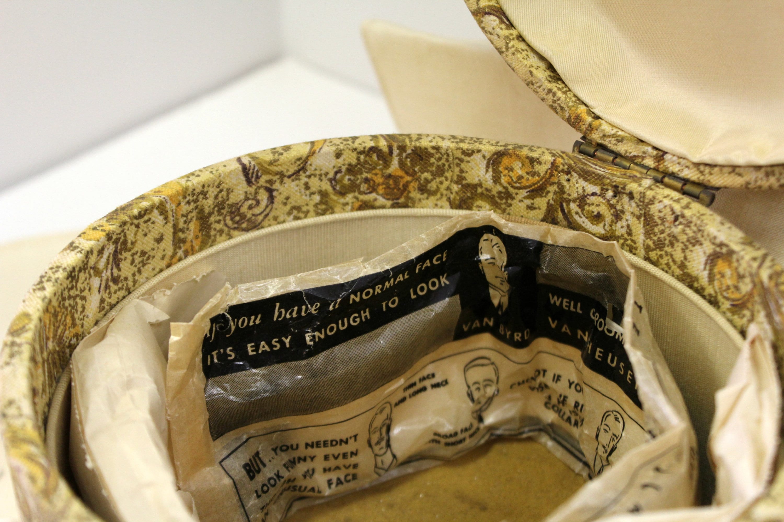 Antique Victorian Collar Box With A Package of Van Heusen Collars (2 ...