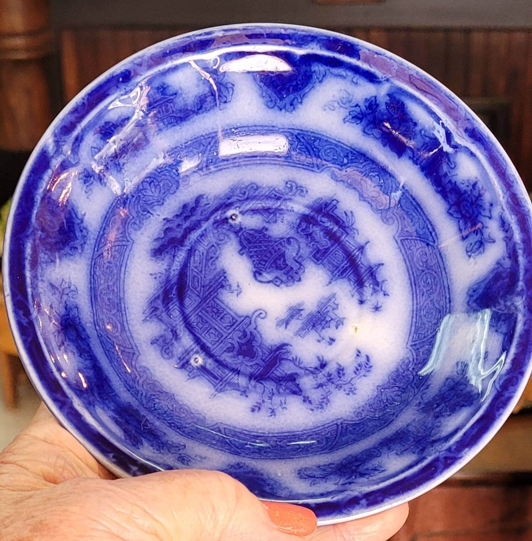 1850's Flow Blue Bowl "temple" by Podmore Walker - Etsy