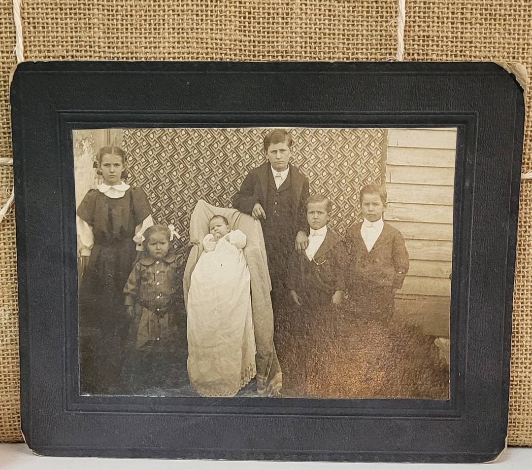 19th Century Haunting Post-mortem Sepia Photo of Five Siblings Posing ...