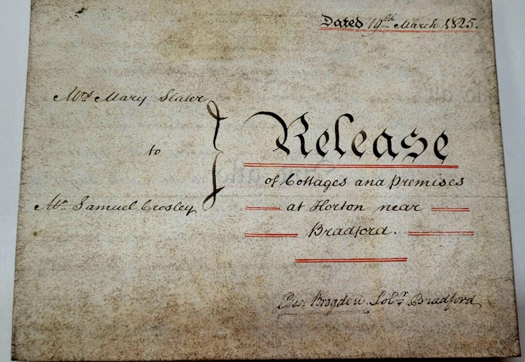 Rare English Indenture Land Deed Dated March, 1825, From Mrs Mary ...
