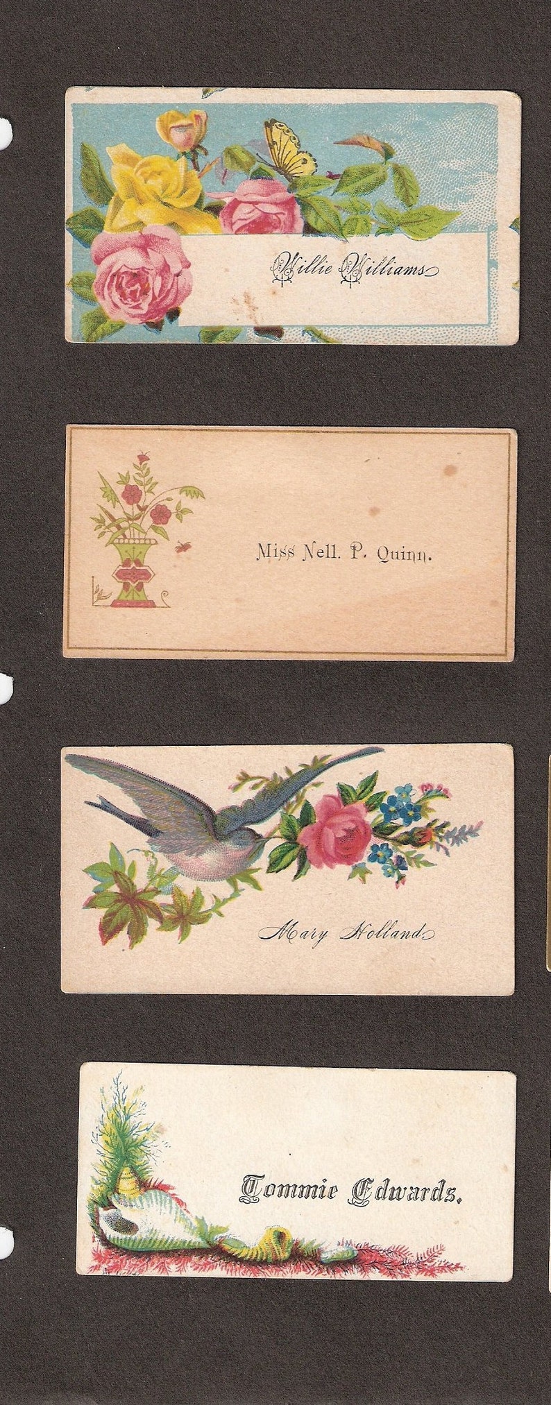 Estate Find of Eight Victorian Calling Cards, Sheet of Beautiful ...